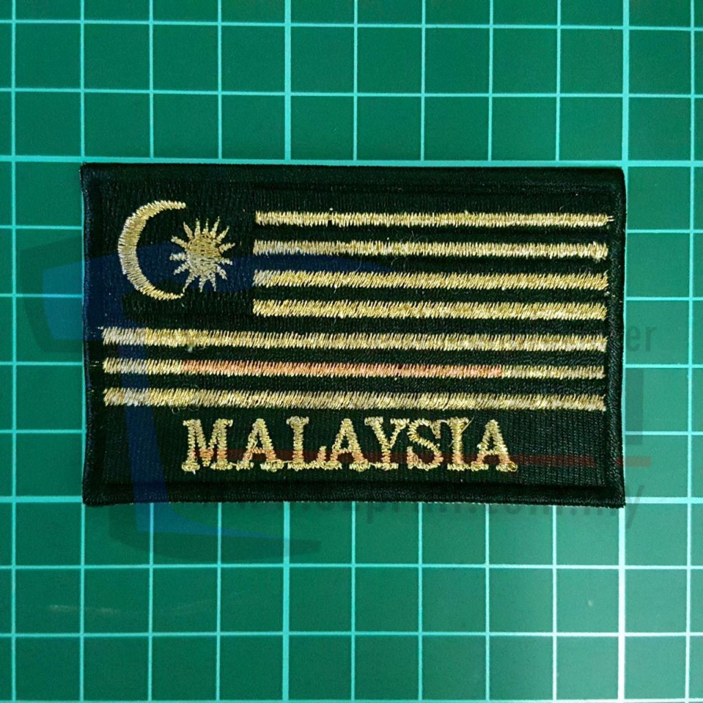 Patch Bendera Malaysia Gold | Sulam Logo Sulam nama
