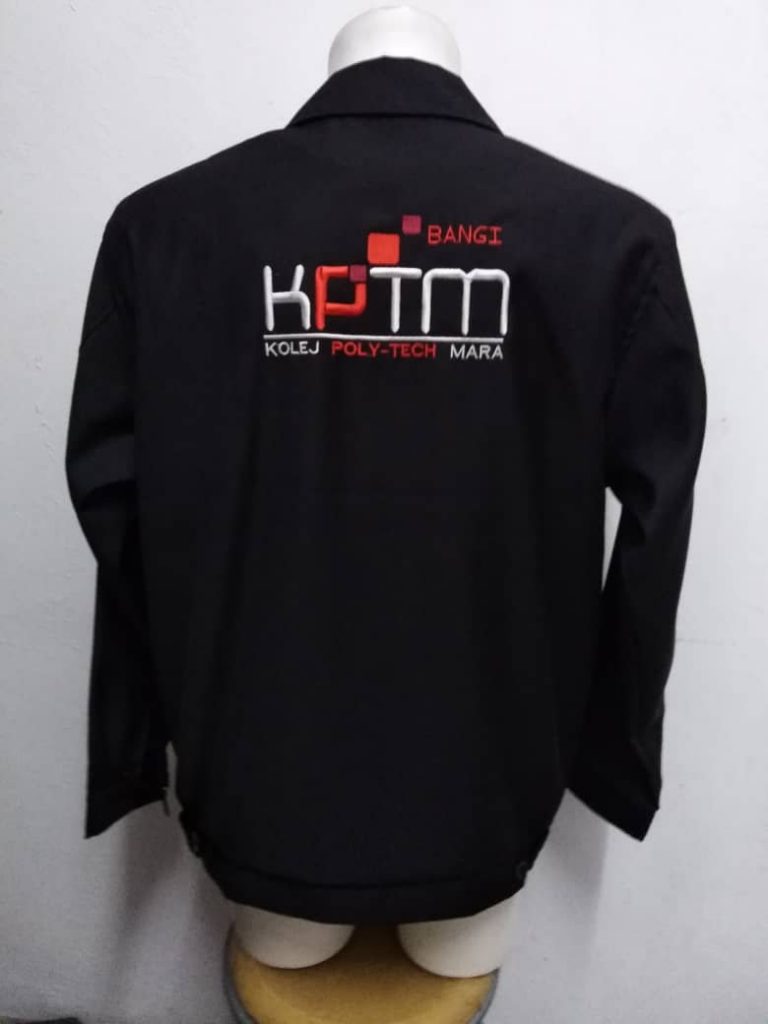 Sulam Jaket korporat Kolej Polytech Mara KPTM - Sulam Logo Sulam nama